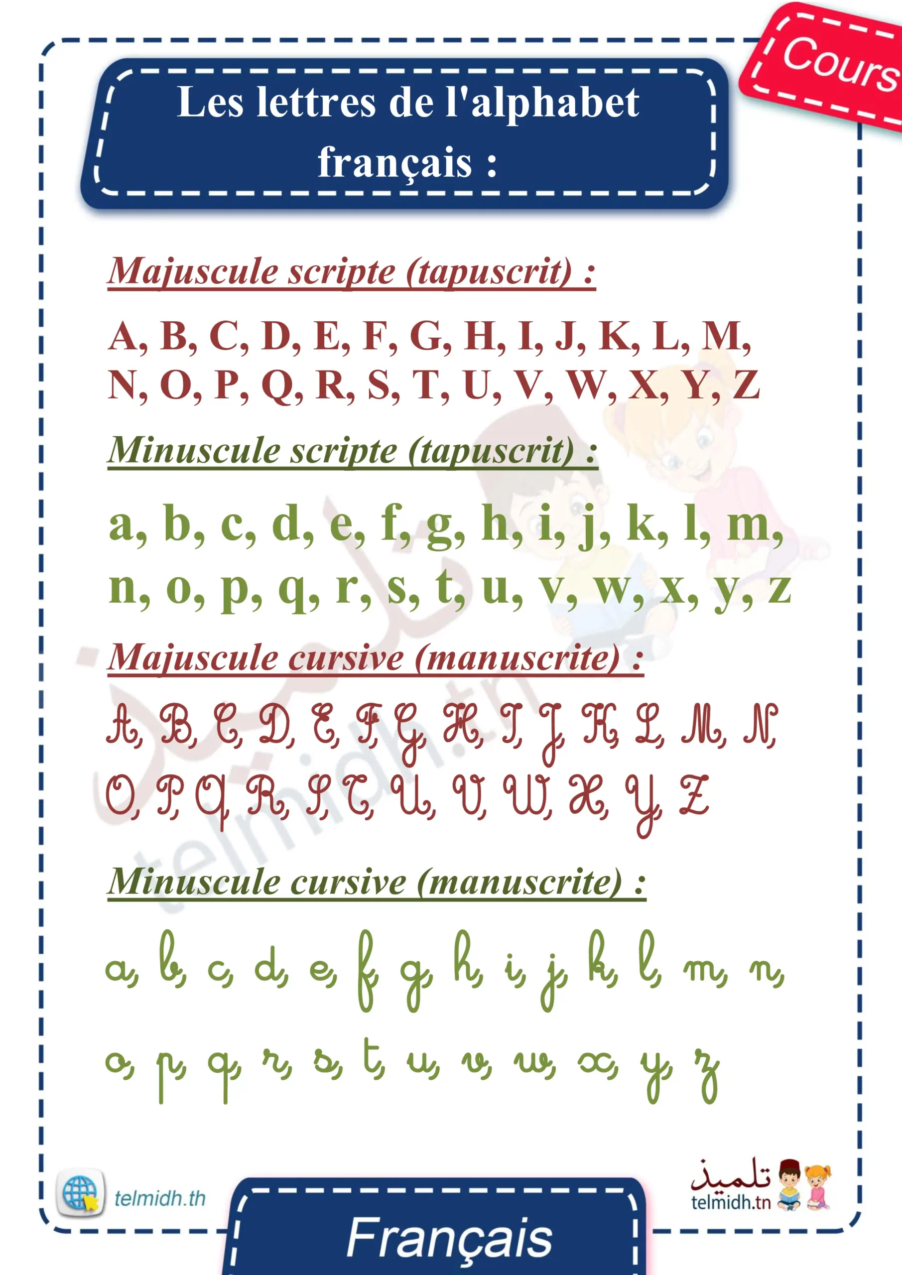 Comment écrire les lettres de l'alphabet français - تلميذ