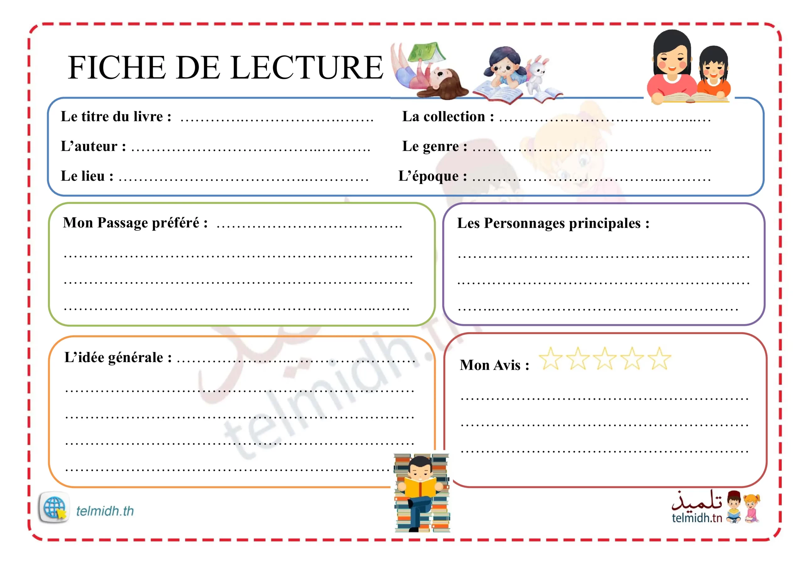 Fiche de lecture - تلميذ