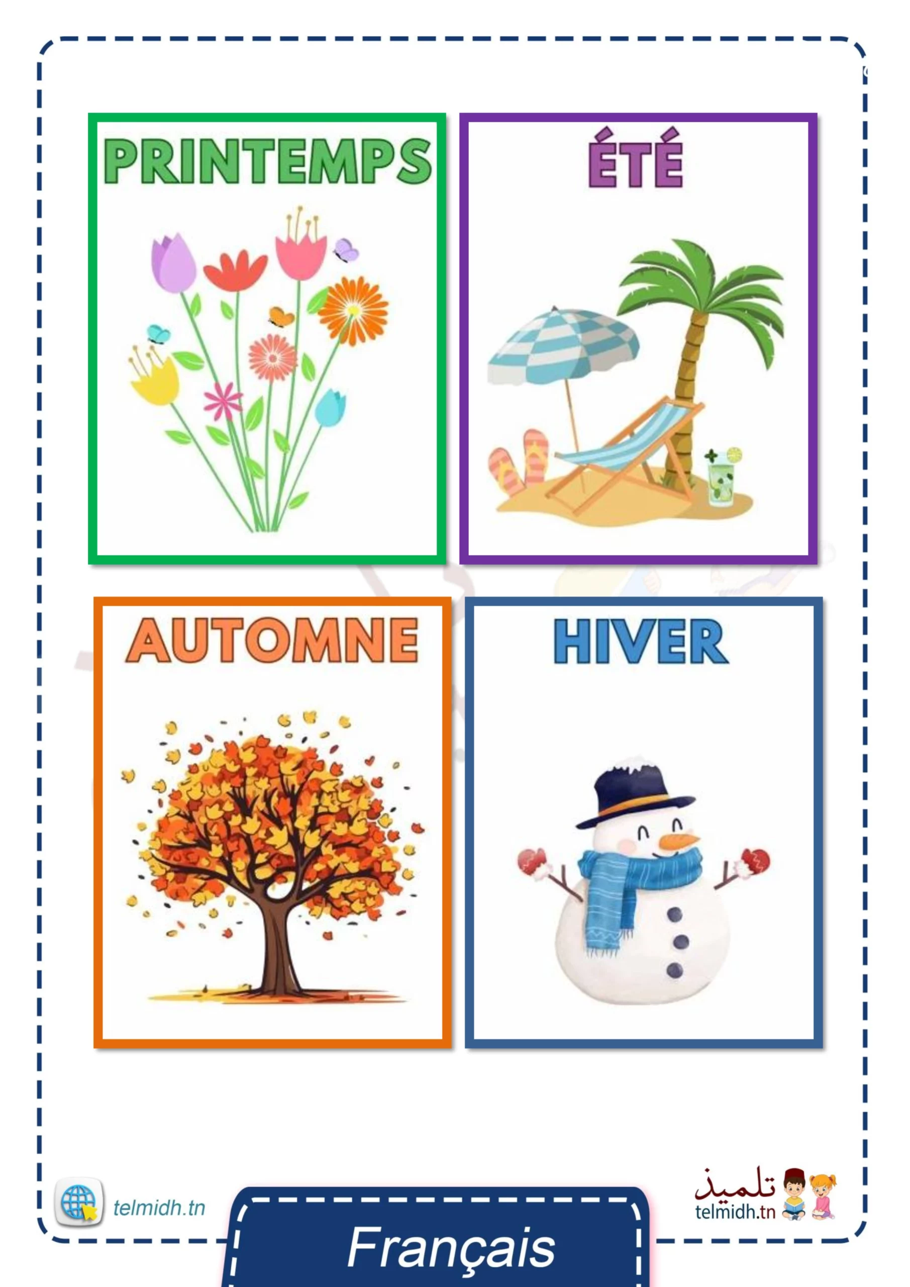 les quatre saisons de l'année en Français - تلميذ